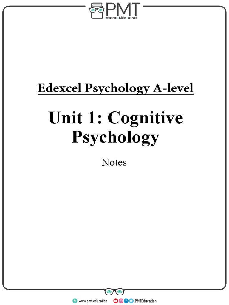 Cognitive Psychology Notes - Edexcel (IAL) Psychology A-Level | PDF ...