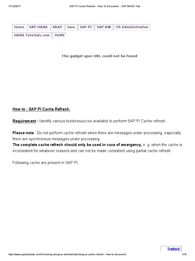 SAP PI Cache Refresh - How To Document | PDF | Hypertext Transfer Protocol | Cache (Computing)