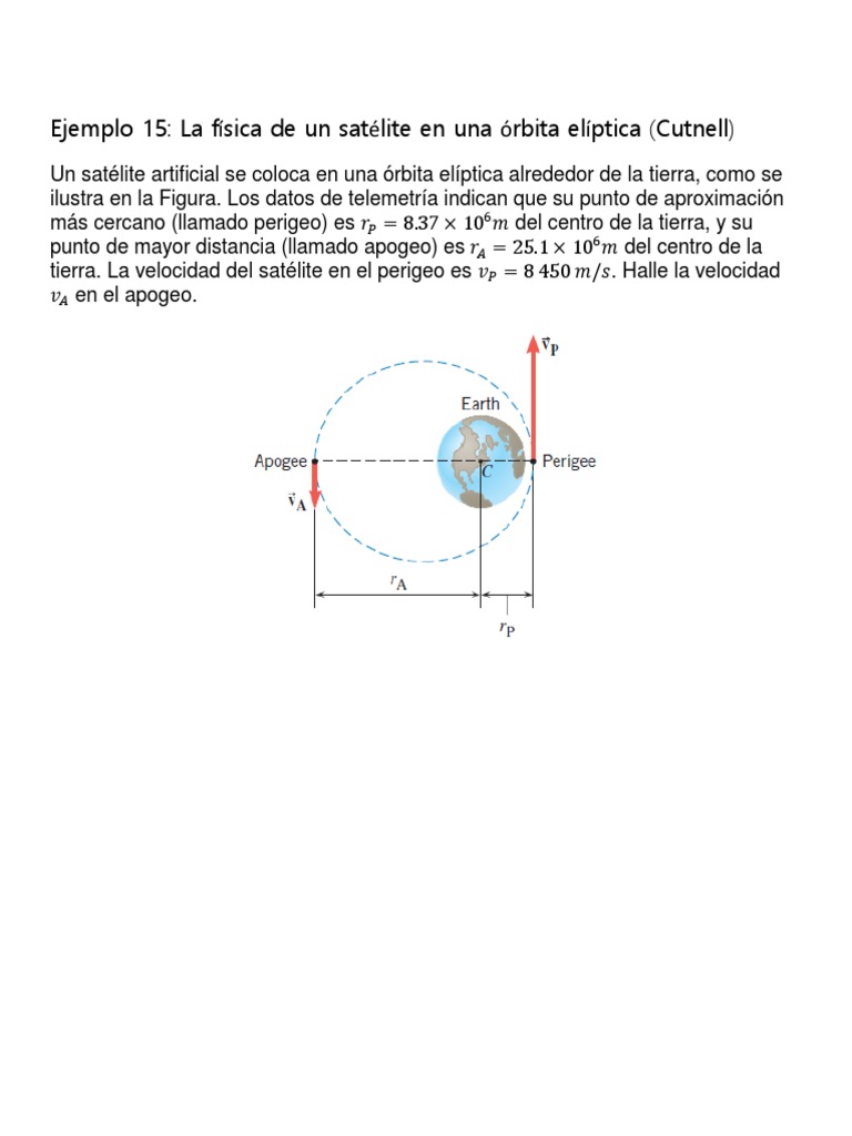 Ejemplo 15: La Física de Un Satélite en Una Órbita Elíptica (Cutnell) | PDF