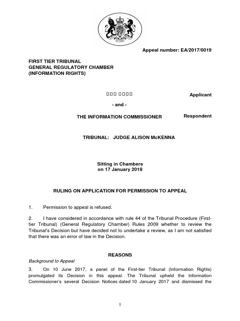 013 170118 PTA Ruling Redact | PDF | Tribunal | Appeal