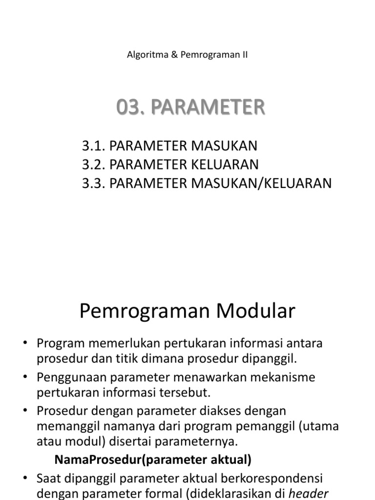 Jenis Parameter dalam Pemrograman | PDF