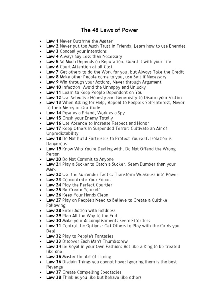 Overview of the 48 Laws of Power | PDF