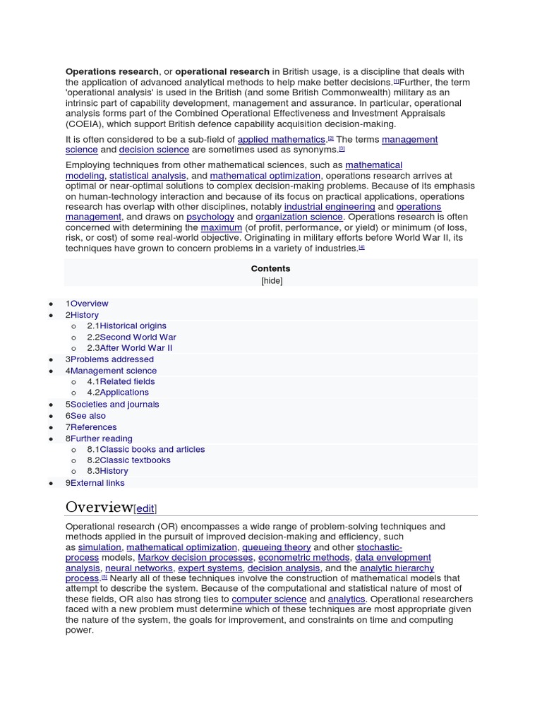 An Introduction to Operations Research: Origins, Techniques, and ...