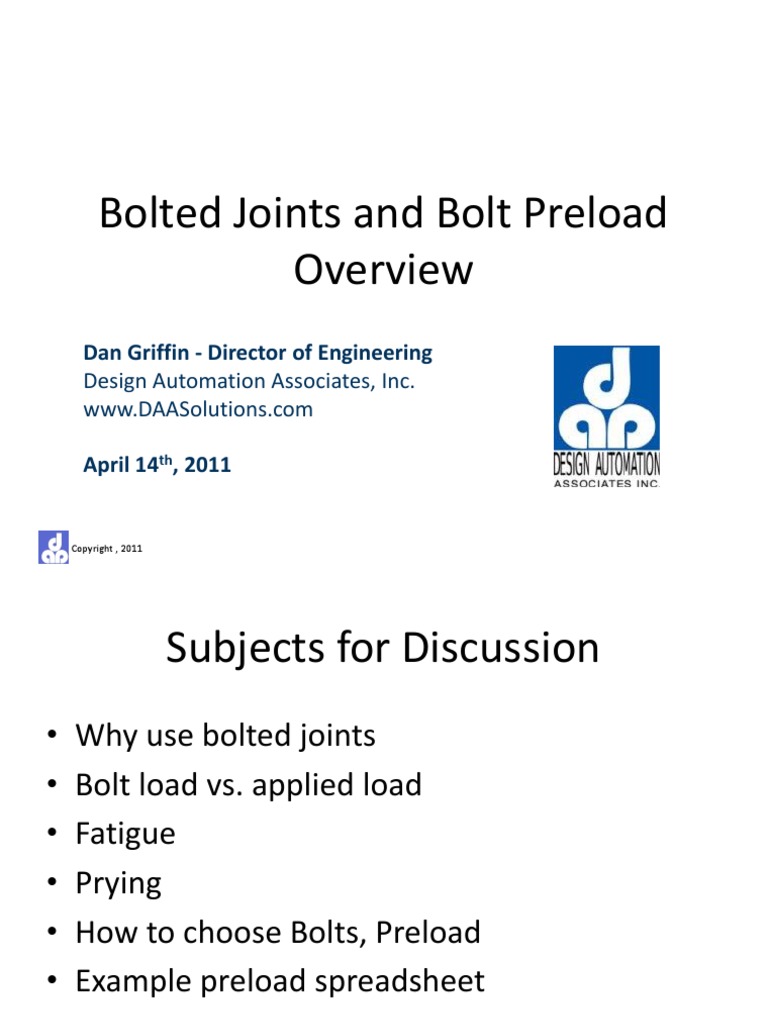 Bolted Joints and Bolt Preload Overview | PDF | Screw | Building ...