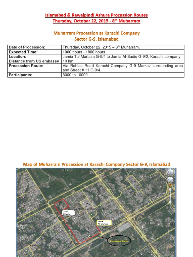 2015 Islamabad Ashura Procession Routes | PDF