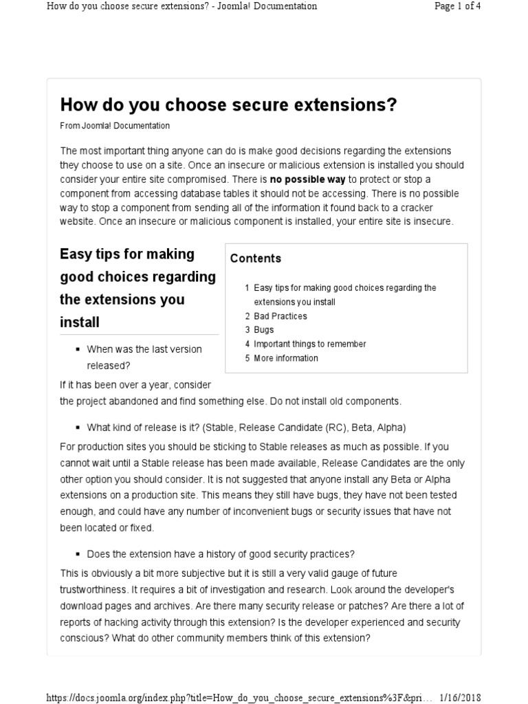 Choosing Secure Extensions | PDF | Software Release Life Cycle | Php