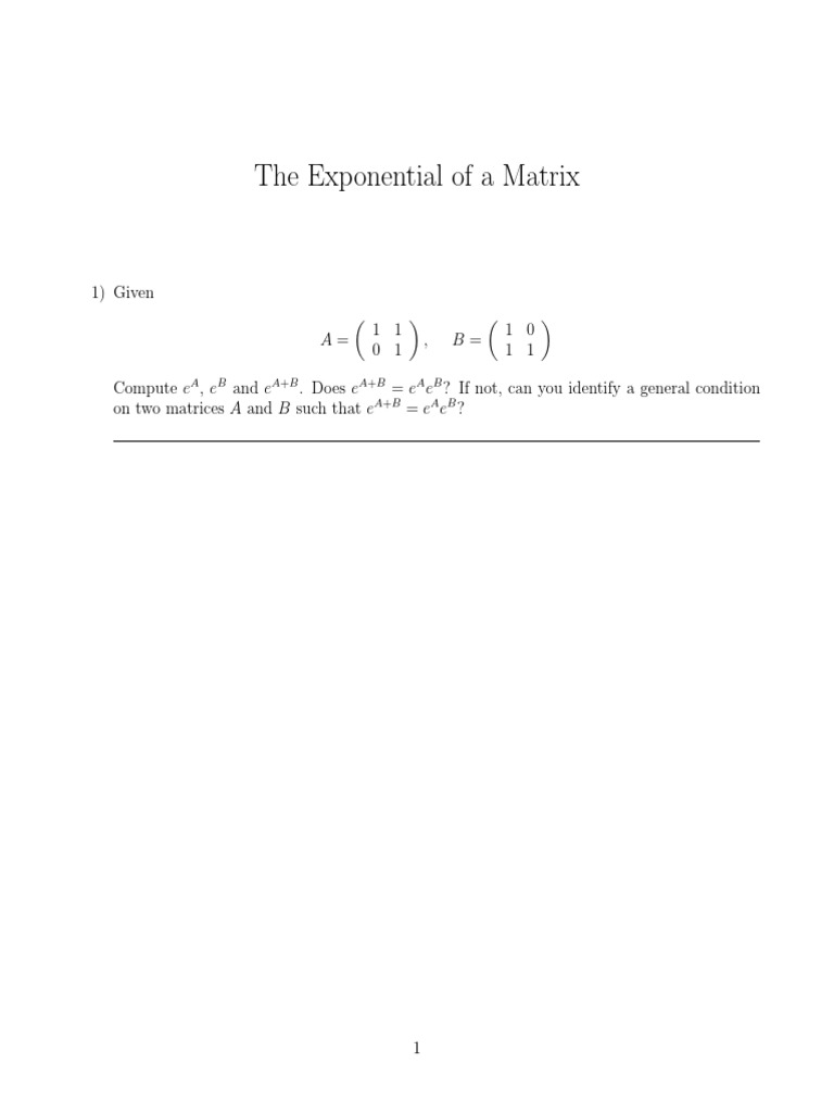 The Exponential of A Matrix | PDF
