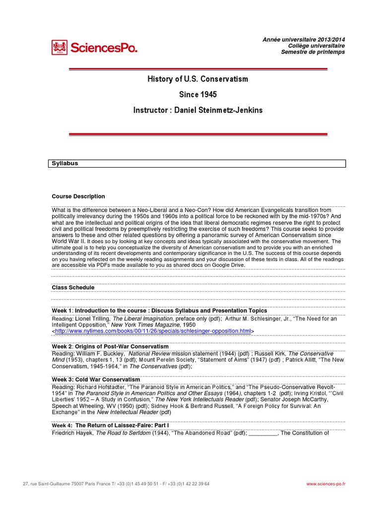 US Conservatism Since 1945 SP14 | PDF | Neoconservatism | Conservatism ...