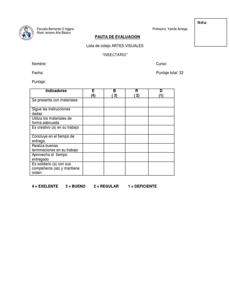 Evaluación de Insectarios Creativos | PDF