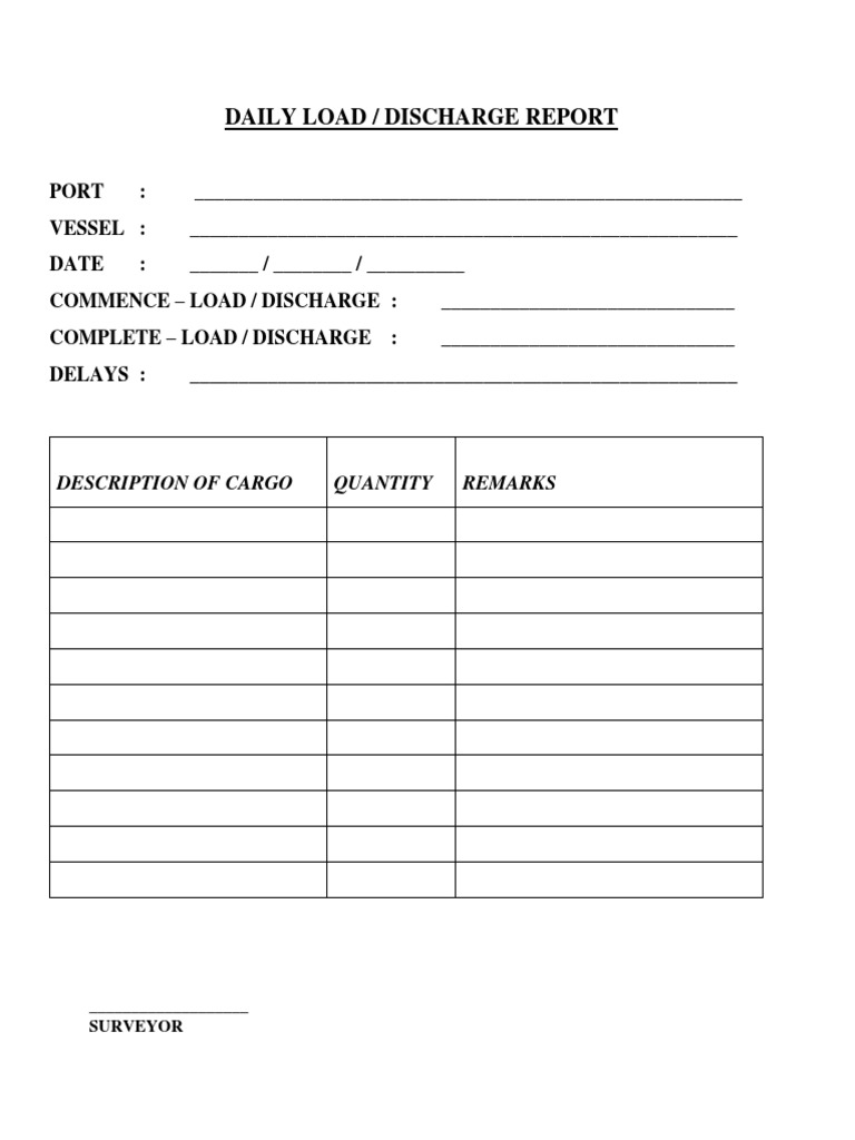 Daily Load/Discharge Report | PDF