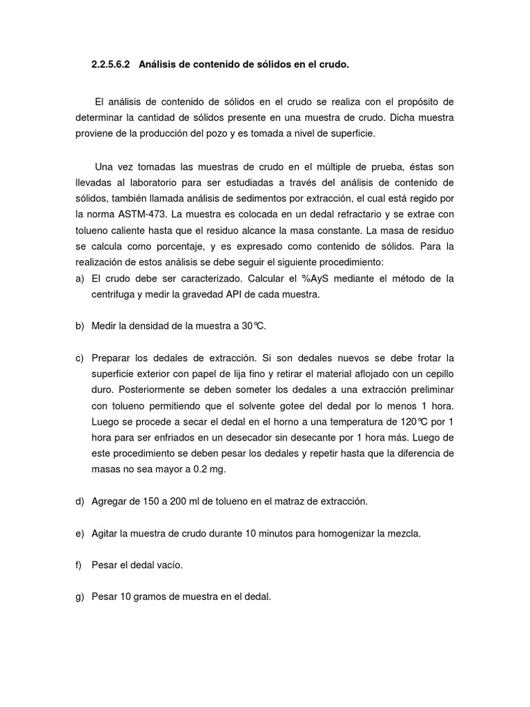 Análisis de Contenido de Sólidos en El Crudo | PDF | Porcentaje | Agua
