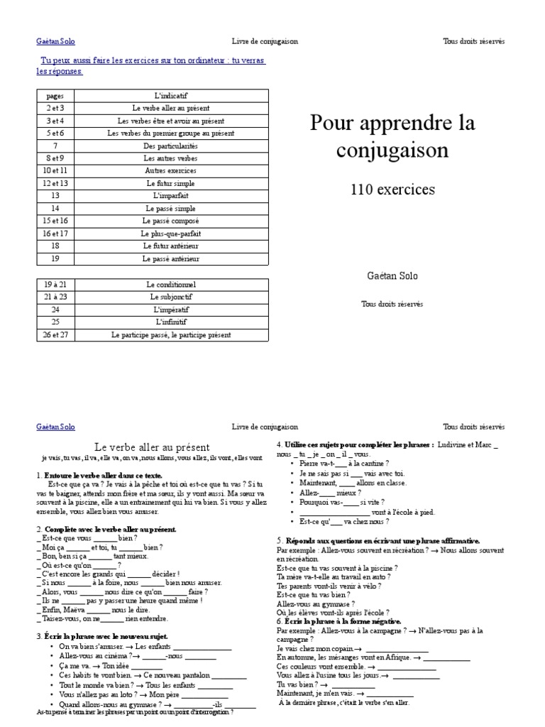 Pour Apprendre La Conjugaison | PDF