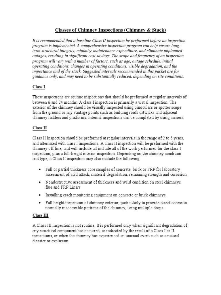 Classes of Chimney Inspections | PDF