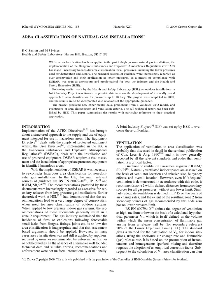 Area Classification of Natural Gas Installations PDF | PDF ...