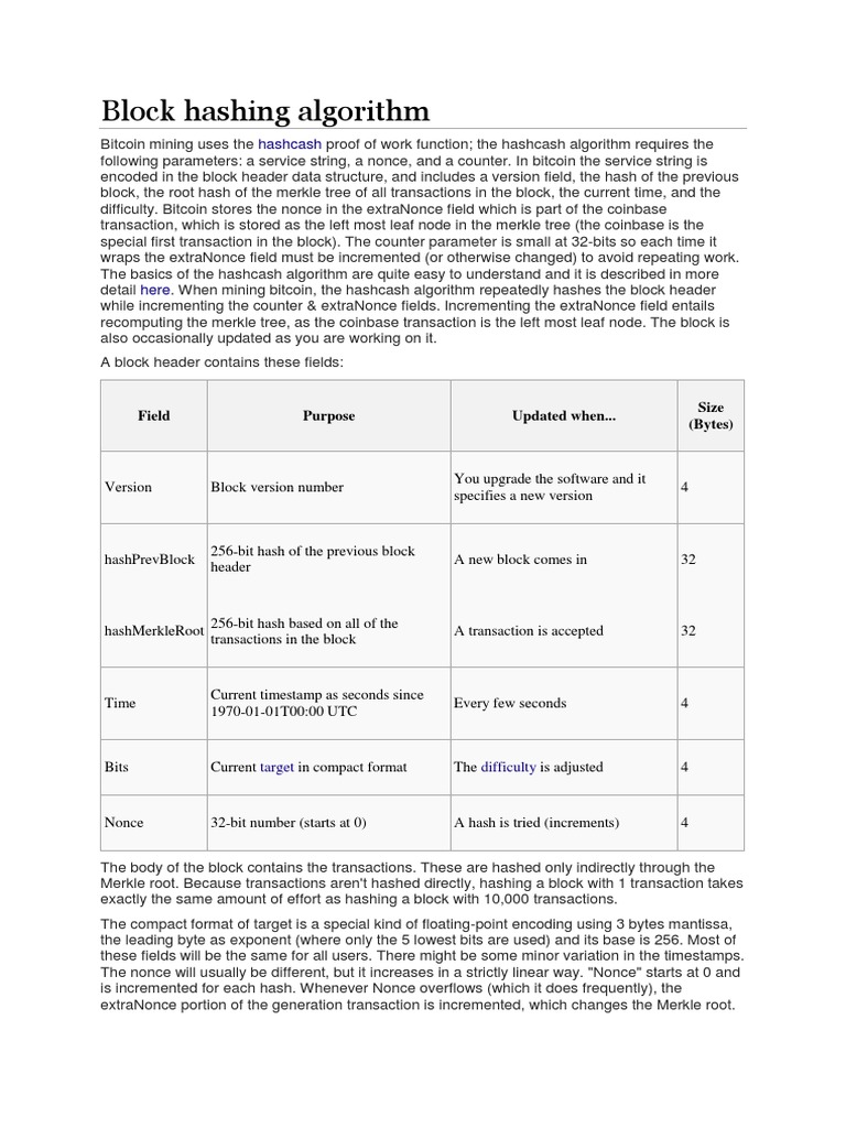 Bitcoin Block Hashing Algorithm Explained | PDF | Computer Engineering ...