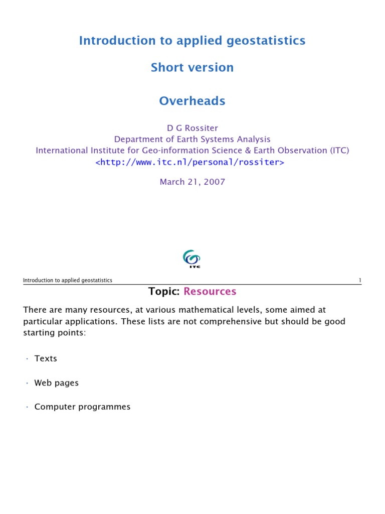 An Introduction To Applied Geostatistics | PDF | Spatial Analysis ... An Introduction To Applied Geostatistics | PDF | Spatial Analysis ...