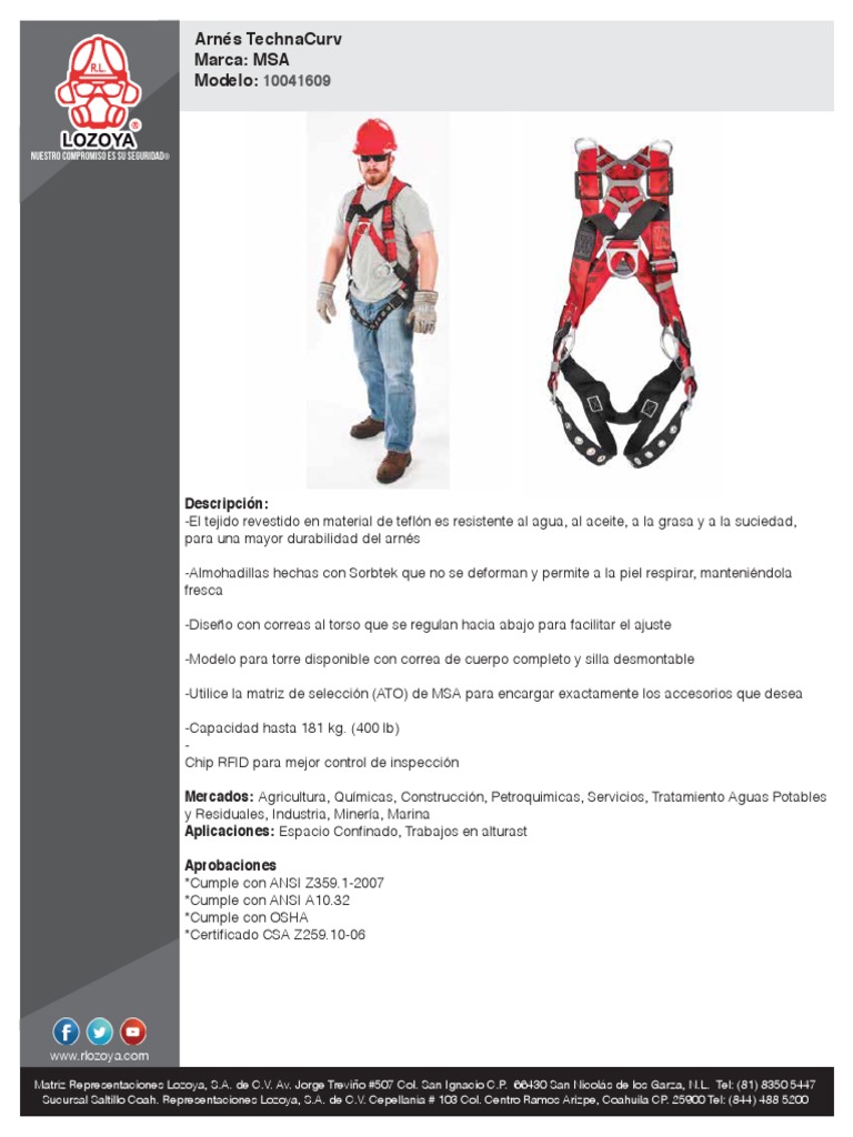 MSA Arnes | PDF | Materiales | Sustancias químicas