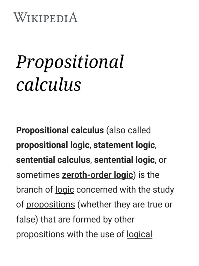 Propositional Calculus | PDF | Interpretation (Logic) | Logic