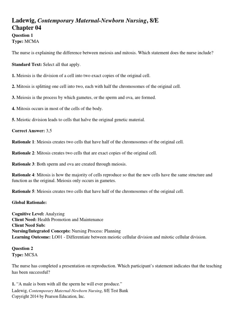 Ladewig 8e TIF Ch04 PDF | PDF | Twin | Meiosis