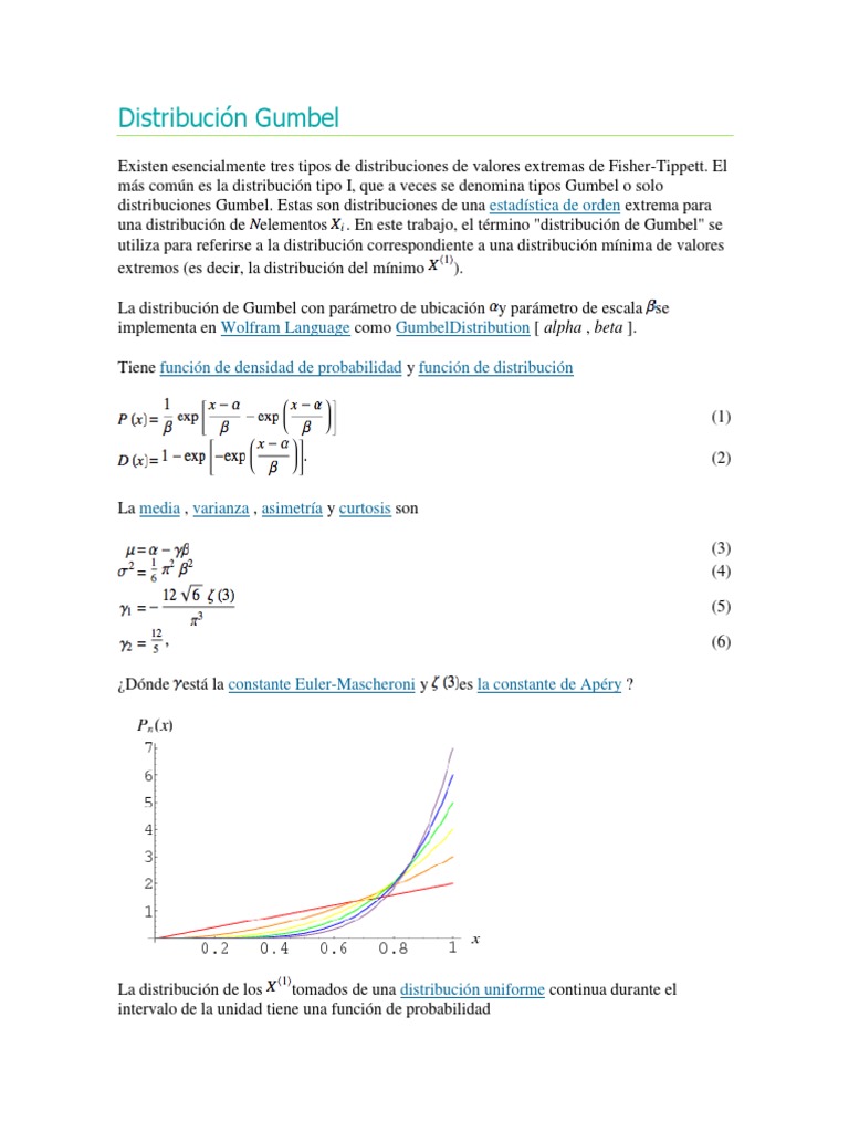 Distribución de Gumbel: Función de densidad de probabilidad, función de ...