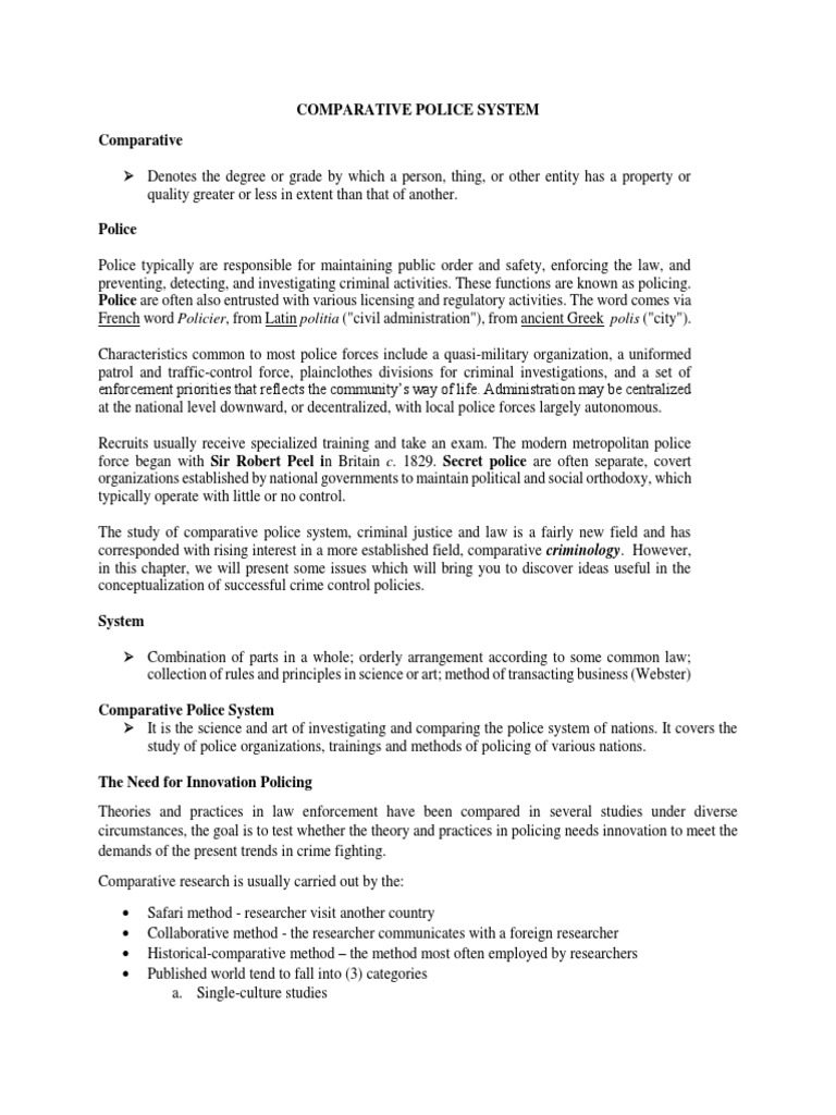 Comparative Police System | PDF | Organized Crime | Globalization