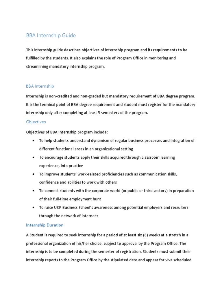 BBA Internships Guide | PDF | Internship | Job Hunting