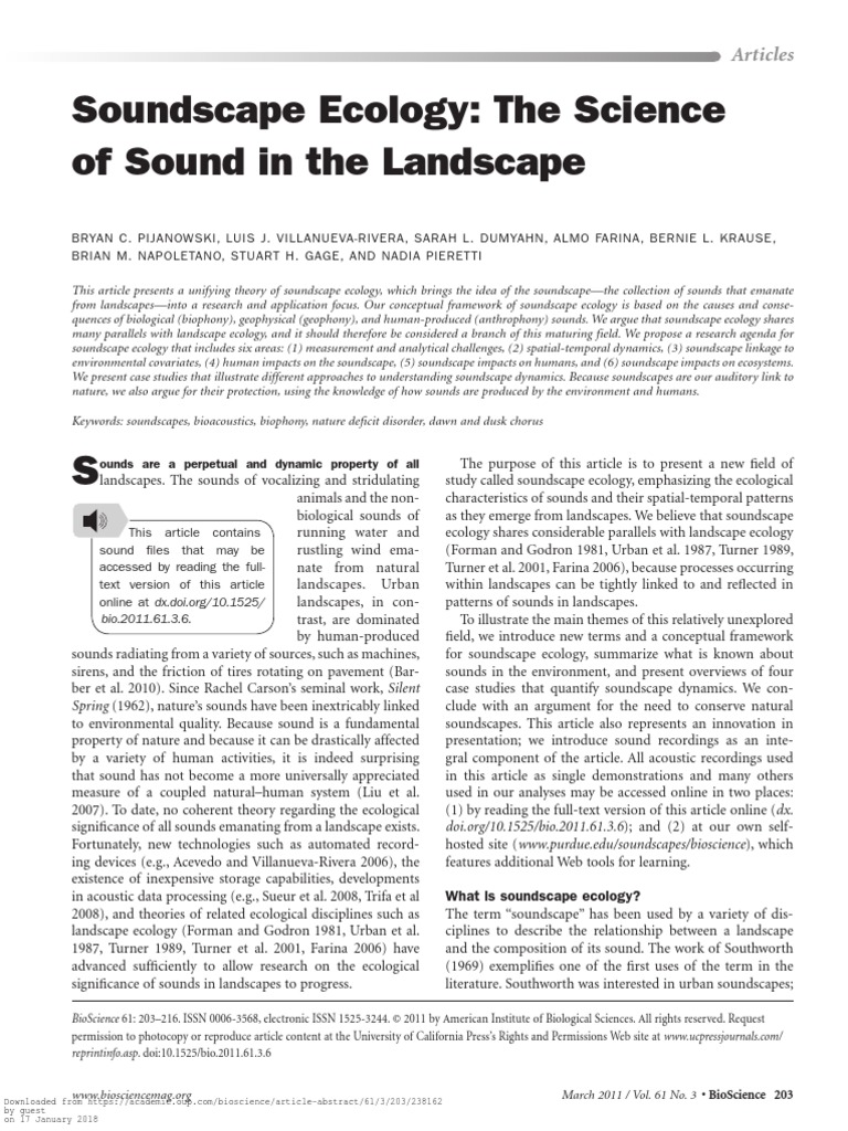 Ecological Soundscape | PDF | Ecology | Acoustics