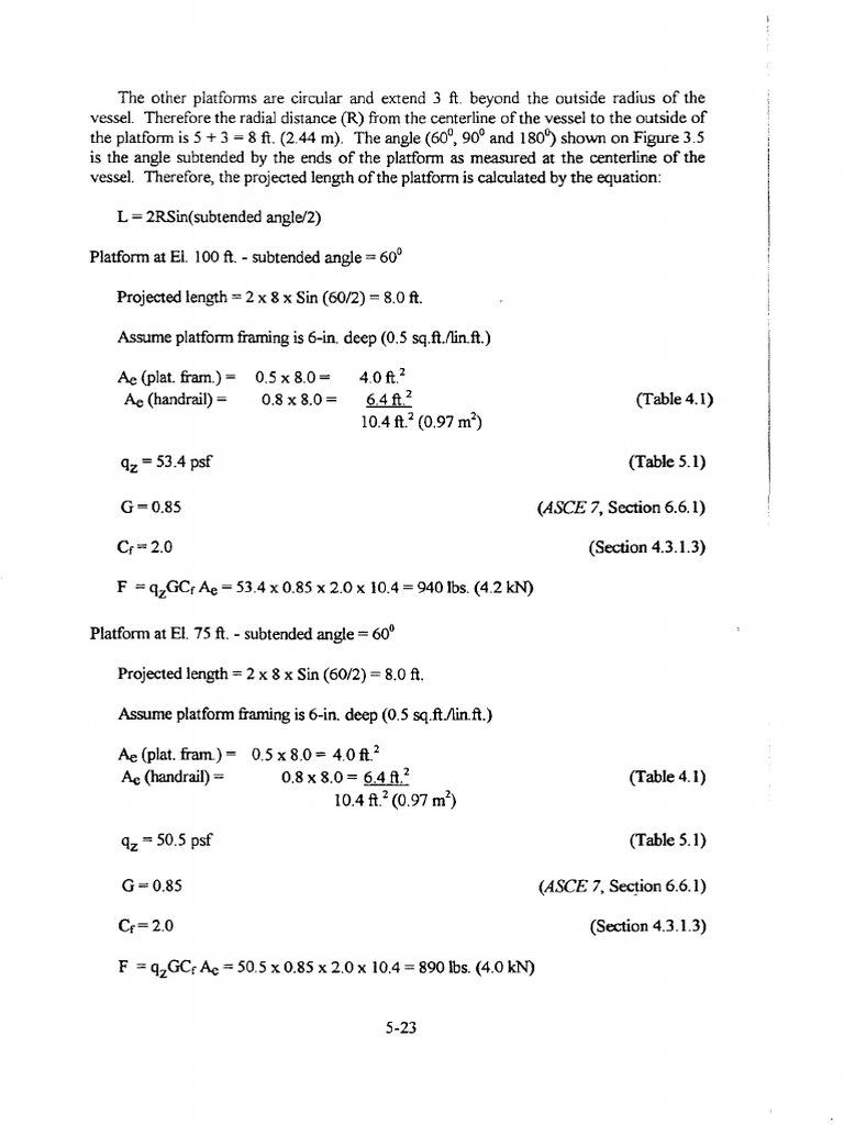 Calculating projected platform length and wind load | PDF