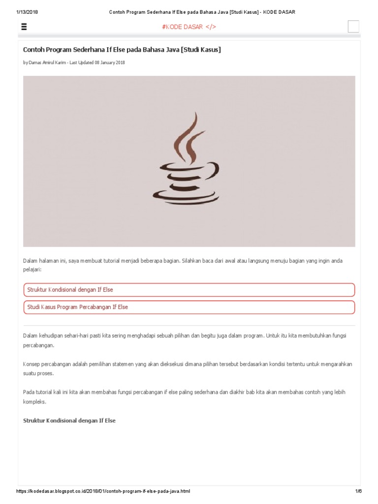 Contoh Program Sederhana If Else Pada Bahasa Java (Studi Kasus) - KODE ...