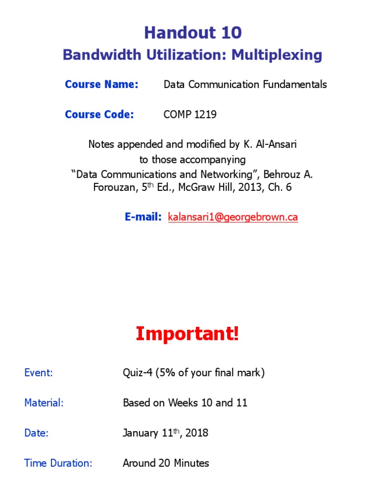 Handout 10 | PDF | Multiplexing | Modulation