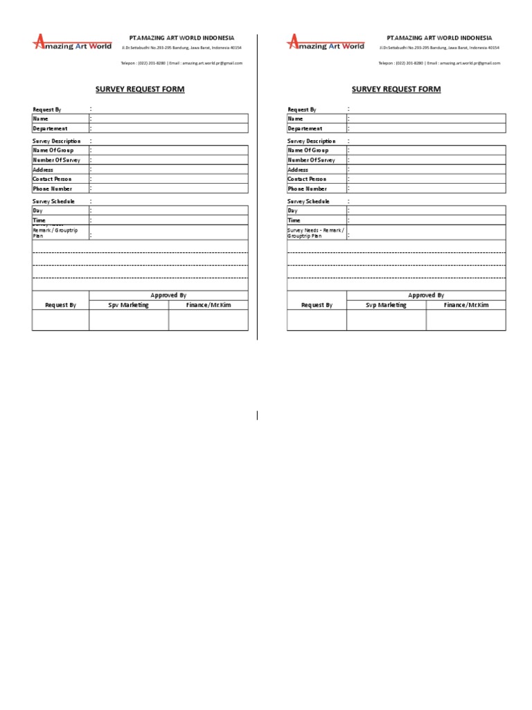 Survey Request Form Survey Request Form: PT - Amazing Art World ...
