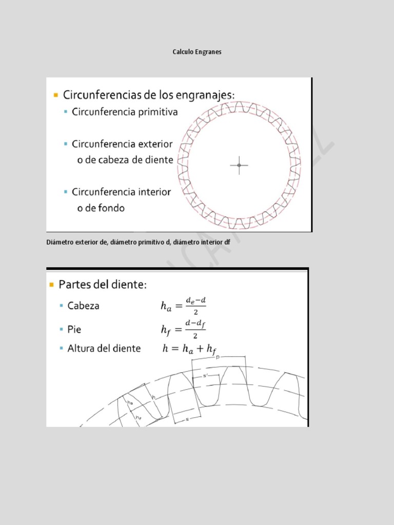 Calculo Engranes 1 | PDF | Engranaje | Circulo