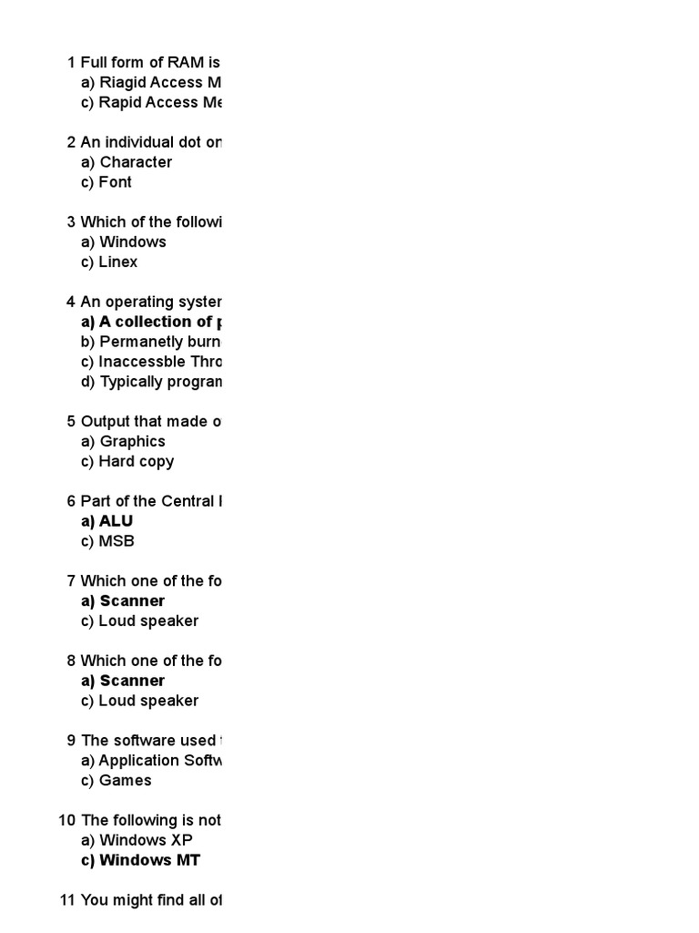 Satish's CCC Question Bank | PDF | Computer Data Storage | Operating System