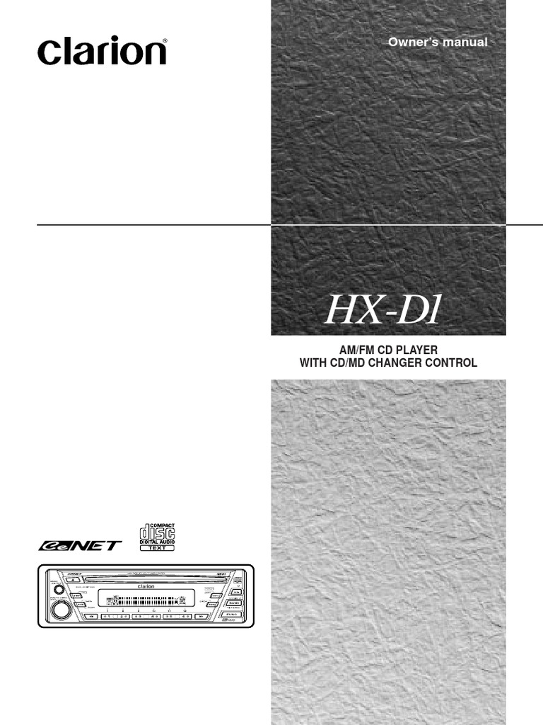 Hx-d1 Clarion User Manual | PDF | Compact Disc | Audio Electronics