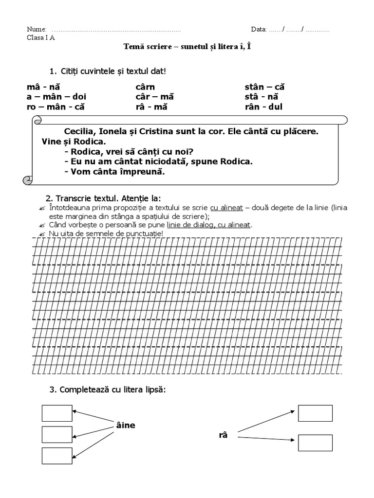 Scrierea Corectă A Cuvintelor Ce Conțin Literele Î, Â | PDF