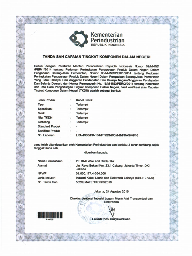 Sertifikat TKDN | PDF