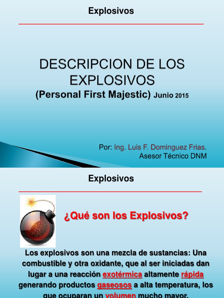 Descripcion de Los Explosivos | Kilogramo | Materiales