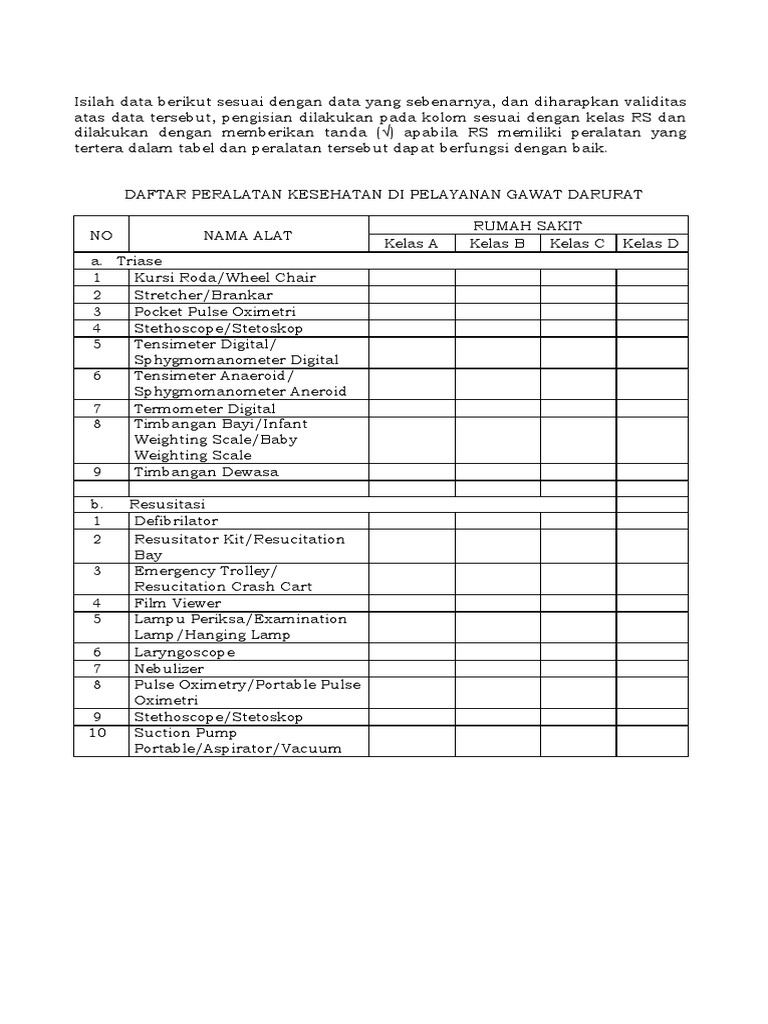 Lampiran Check List Peralatan | PDF