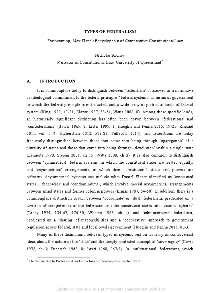 Types of Federalism | PDF | Federalism | Federation
