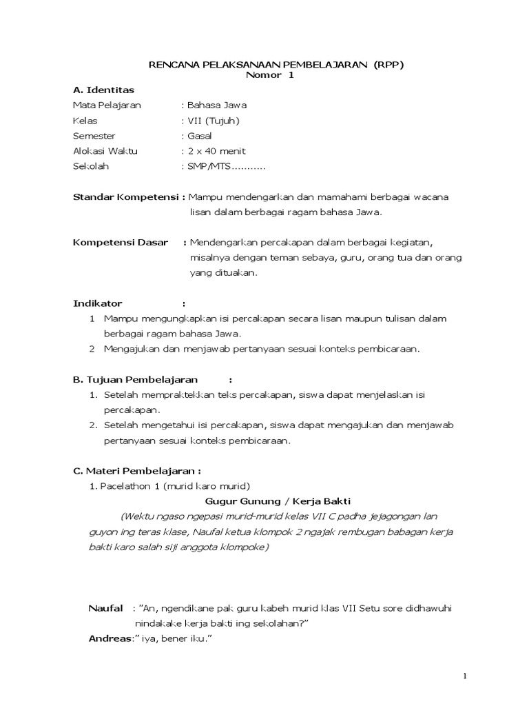 Contoh RPP Bu - Nur | PDF