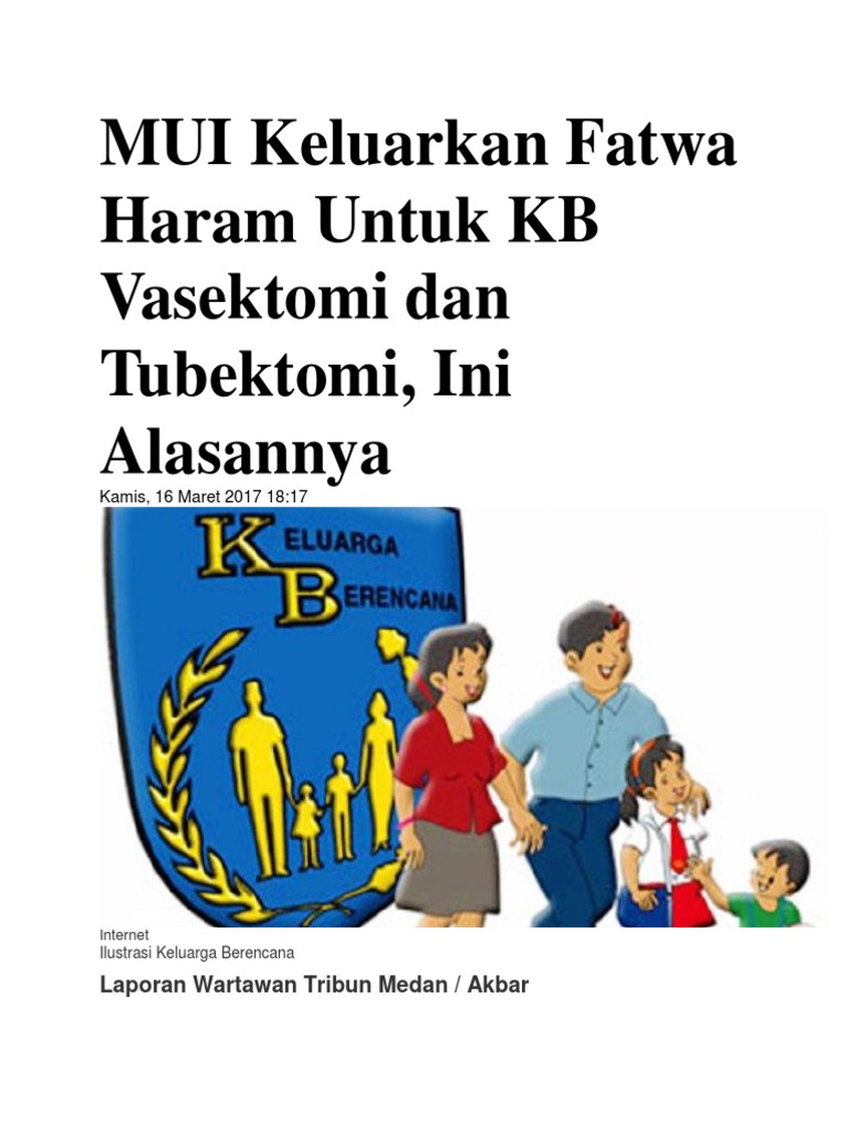 MUI Keluarkan Fatwa Haram Untuk KB Vasektomi Dan Tubektomi | PDF