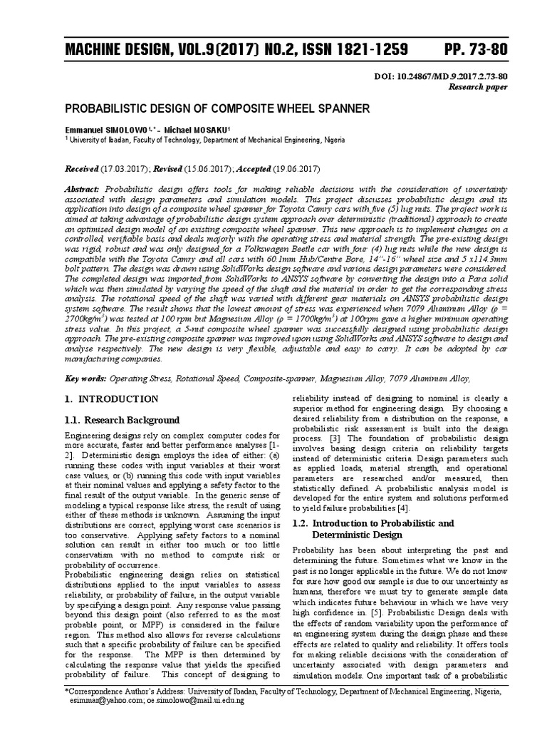 Probabilistic Design | PDF | Reliability Engineering | Probability