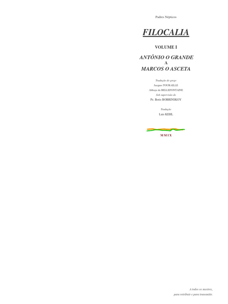 Filocalia - Tomo I | PDF | Fé | Espírito