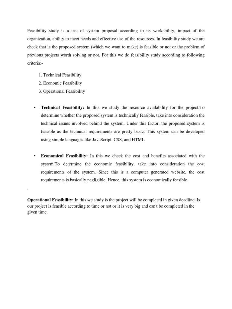 Operational Feasibility: in This We Study Is The Project Will Be ...