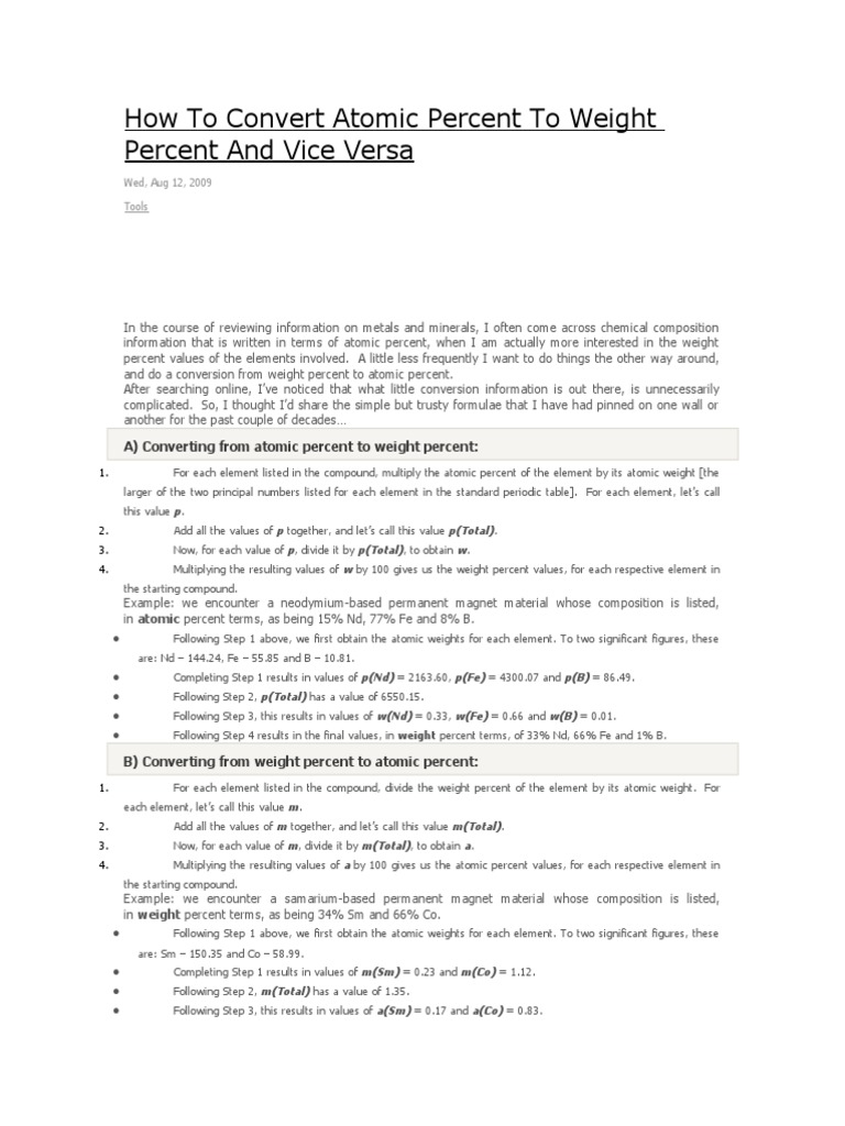 A Simple Guide to Converting Between Atomic Percent, Weight Percent ...