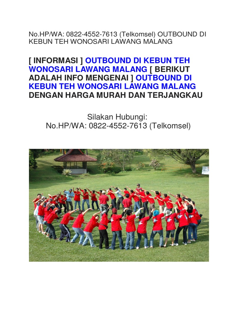 Outbound Di Kebun Teh Wonosari Lawang Malang | PDF