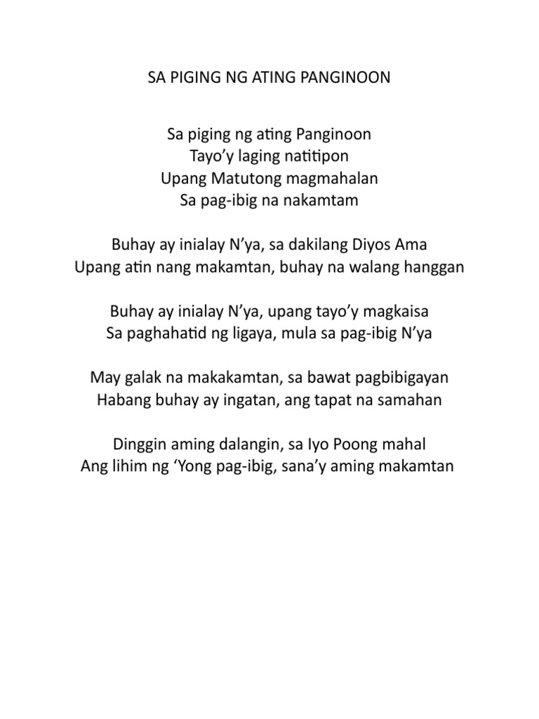 Sa Piging NG Ating Panginoon | PDF