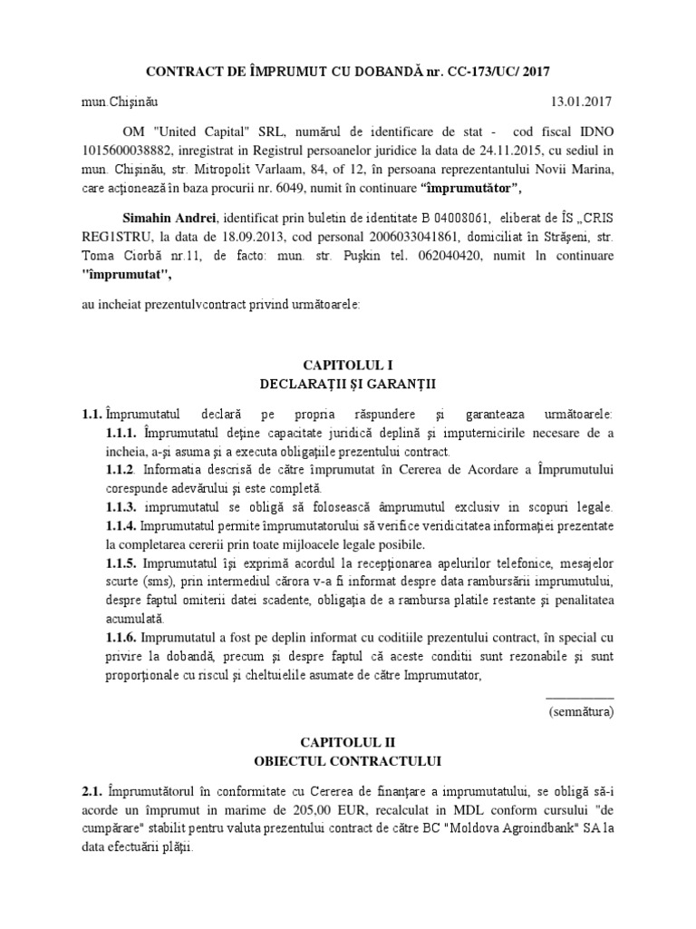 Contract de Împrumut | PDF