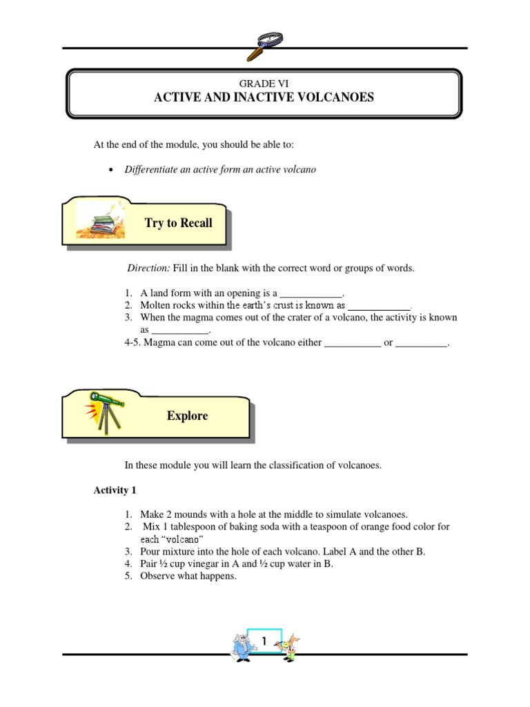 Active and Inactive Volcanoes | PDF | Volcano | Plate Tectonics