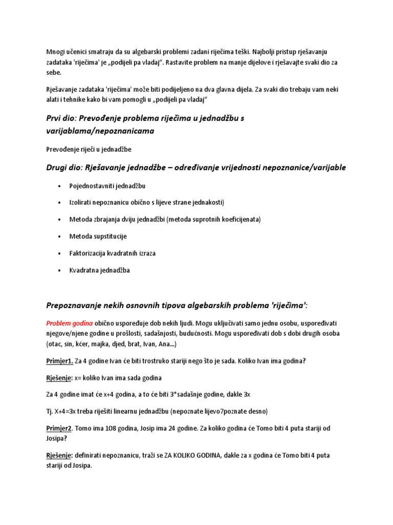 Zadaci Rijecima | PDF